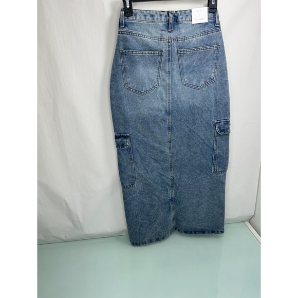 love, Fire | Skirts | Love Fire Denim Skirt Y2k Front Slit Blue Maxi ...